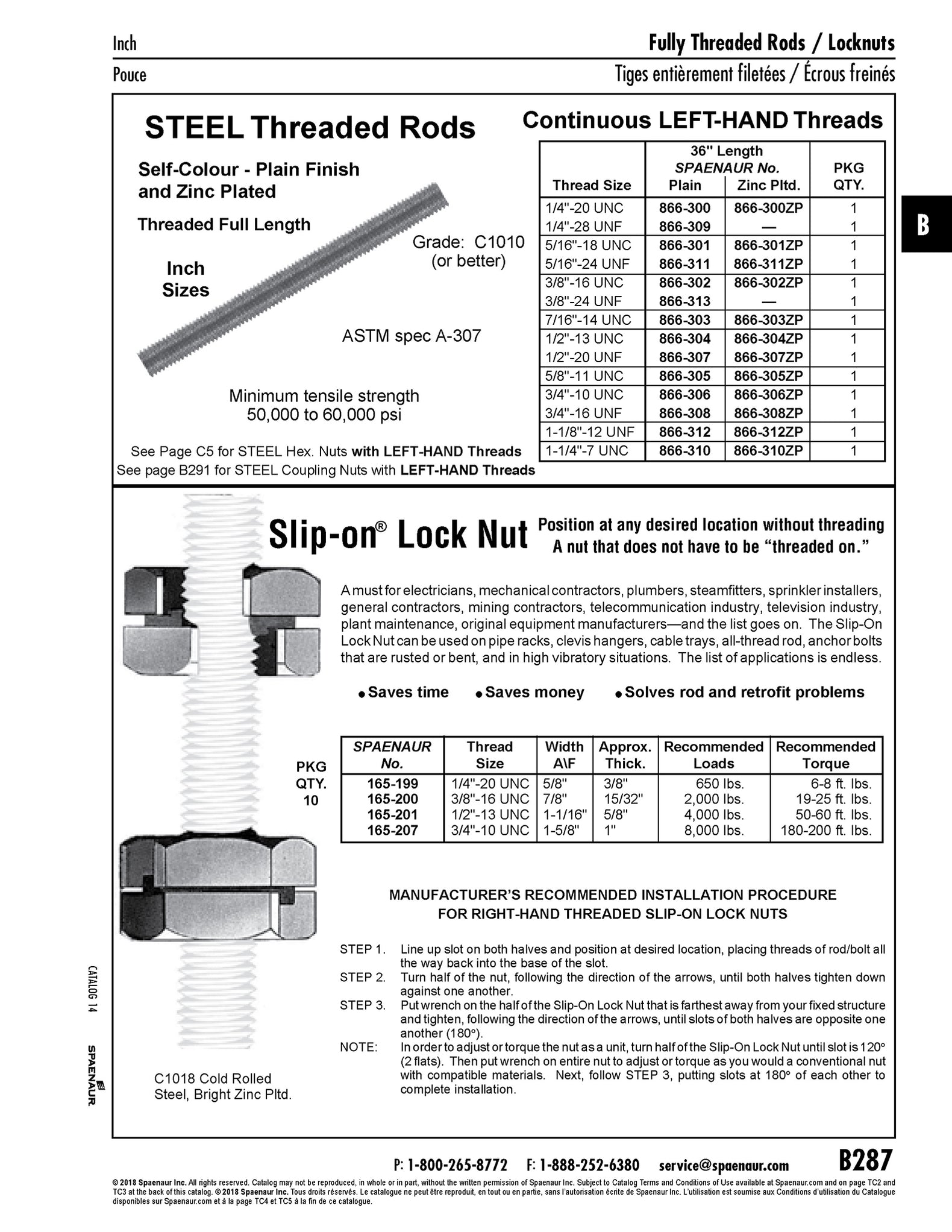 Fully Threaded Rod Left Hand Thread 3/8"-16 UNC x 36" LGTH Steel GR 10 ...